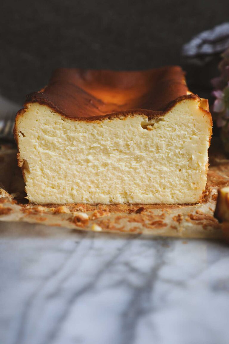 Loaf Pan Basque Cheesecake - Elle & Pear