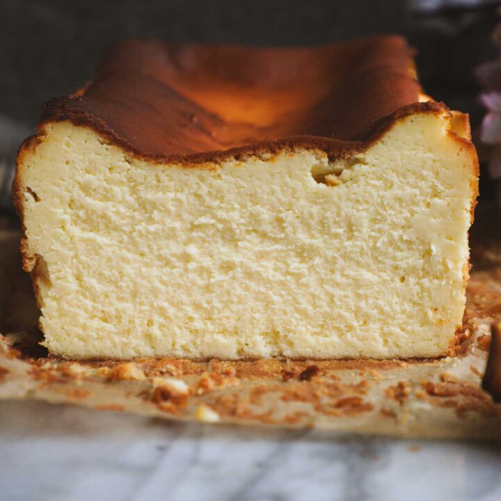 Loaf Pan Basque Cheesecake - Elle & Pear
