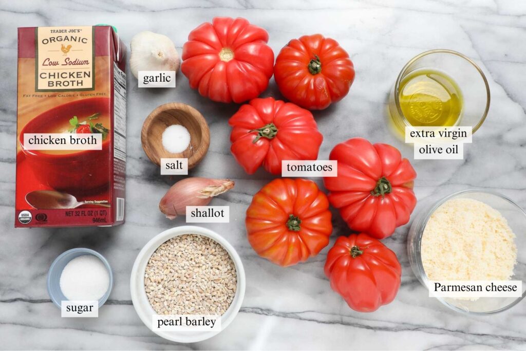 Roasted Tomato and Garlic Soup with Barley - Elle & Pear