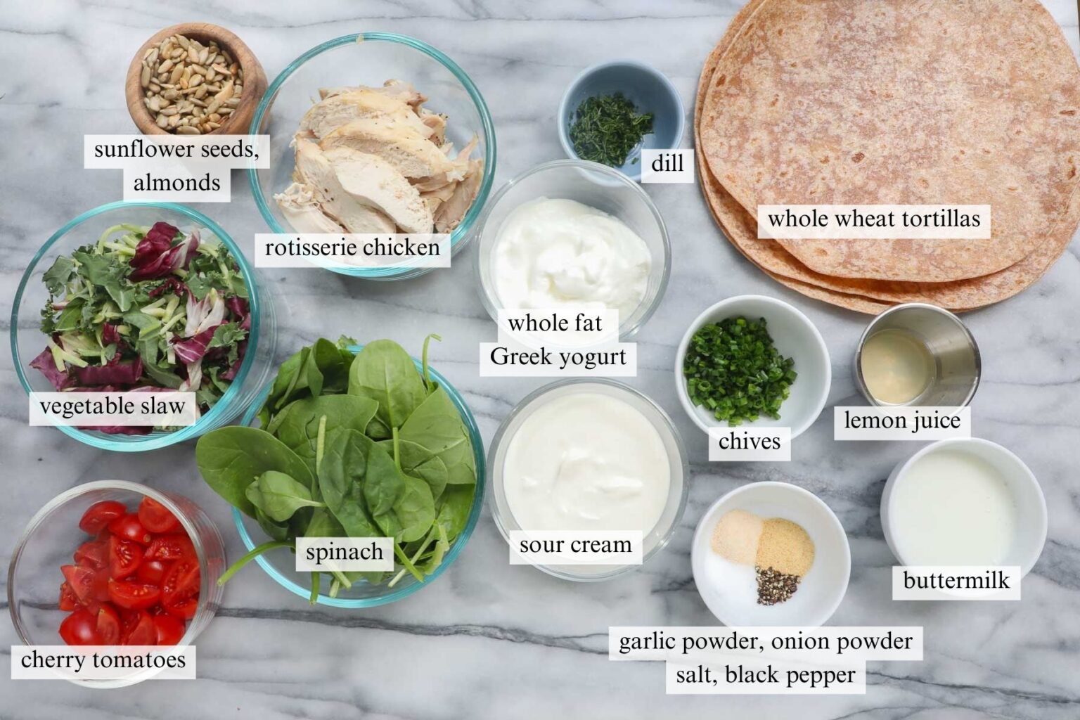 Chicken Spinach Wraps With Homemade Ranch Dressing - Elle & Pear